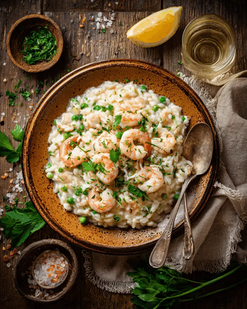 Creamy Shrimp Risotto with Parmesan and Herbs