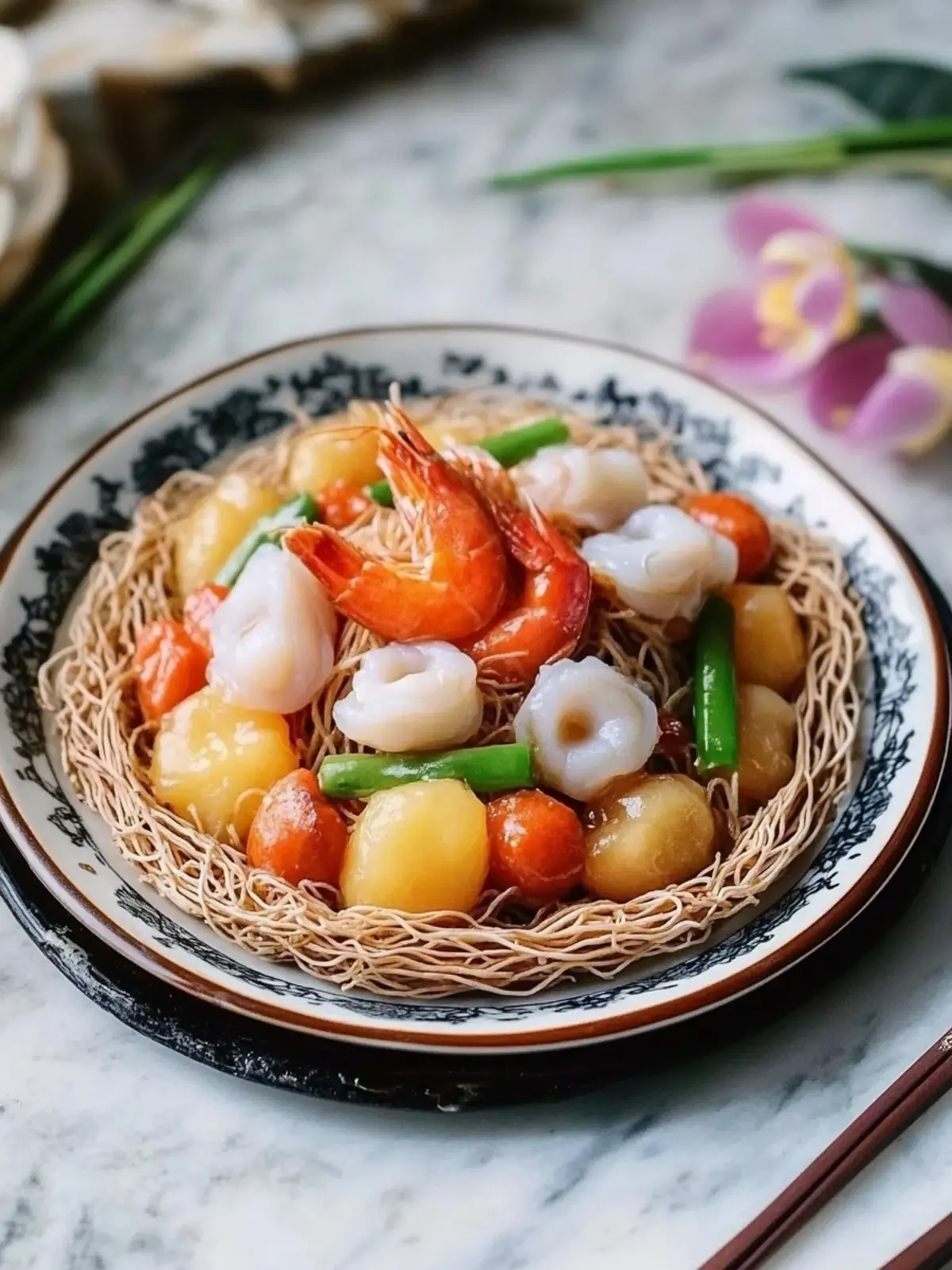 Ultimate Chinese Seafood Bird Nest - A Delicious Feast