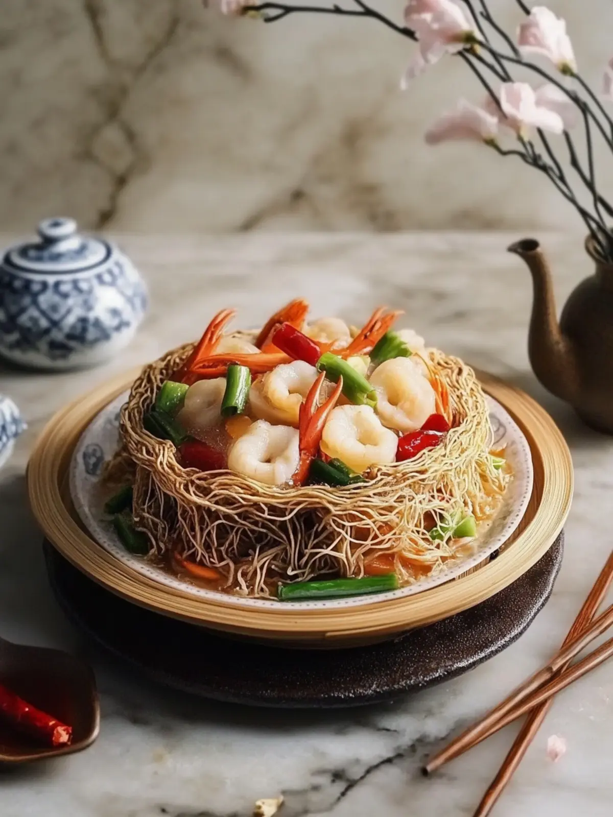 Ultimate Chinese Seafood Bird Nest - A Delicious Feast